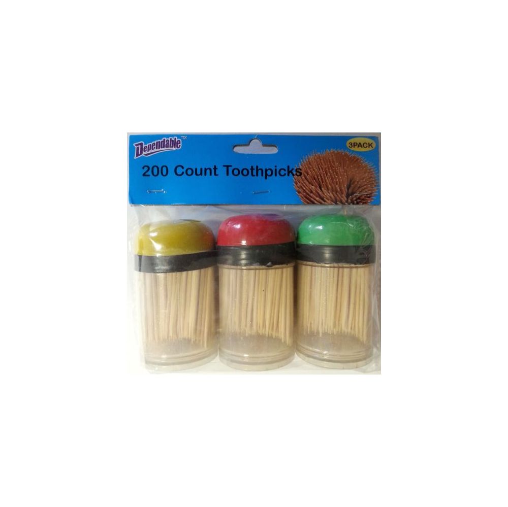 48 Wholesale 3 Pack Toothpicks With Plastic Holders - at ...