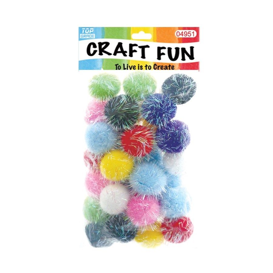 144 Wholesale Fuzzy Ball Craft Thirty Pack - at - wholesalesockdeals.com
