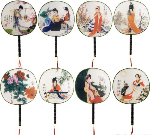 96 Wholesale Circular Chinese Fan With Wooden Handle - at ...