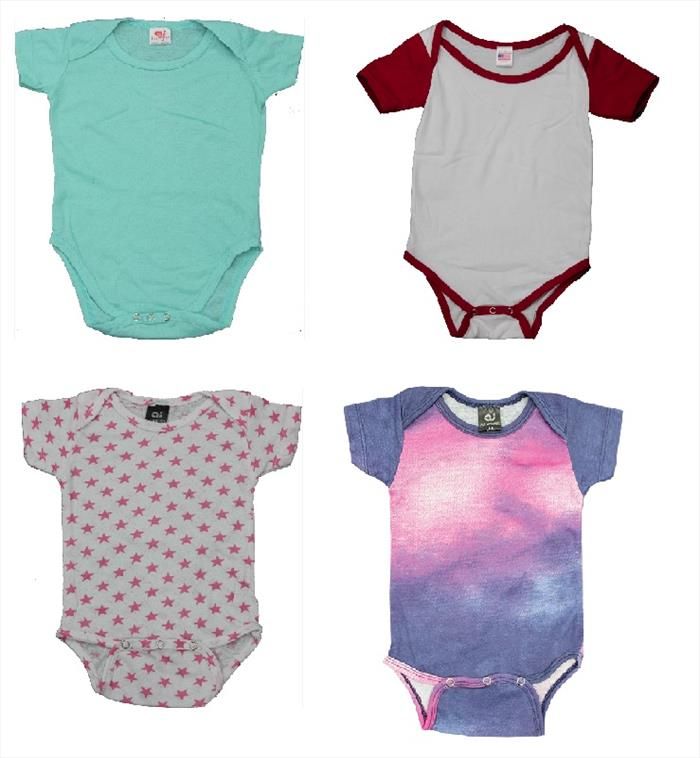 24 Wholesale Infant Assorted Design & Color Onesie, Size M - at ...