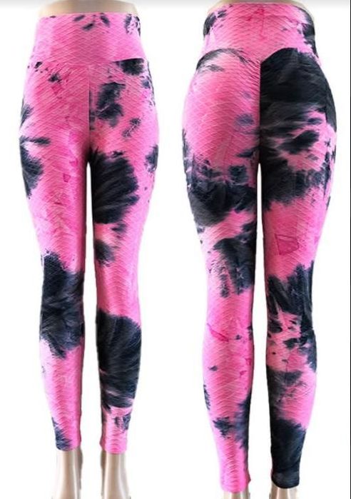 24 Wholesale Tie Dye Neon Pink Tik Tok Big Butts Leggings At