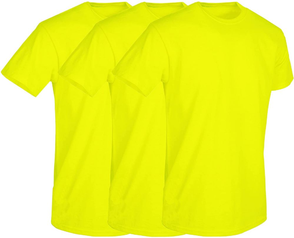 3 Wholesale Mens Neon Yellow Cotton Crew Neck T Shirt Size 2X Large ...